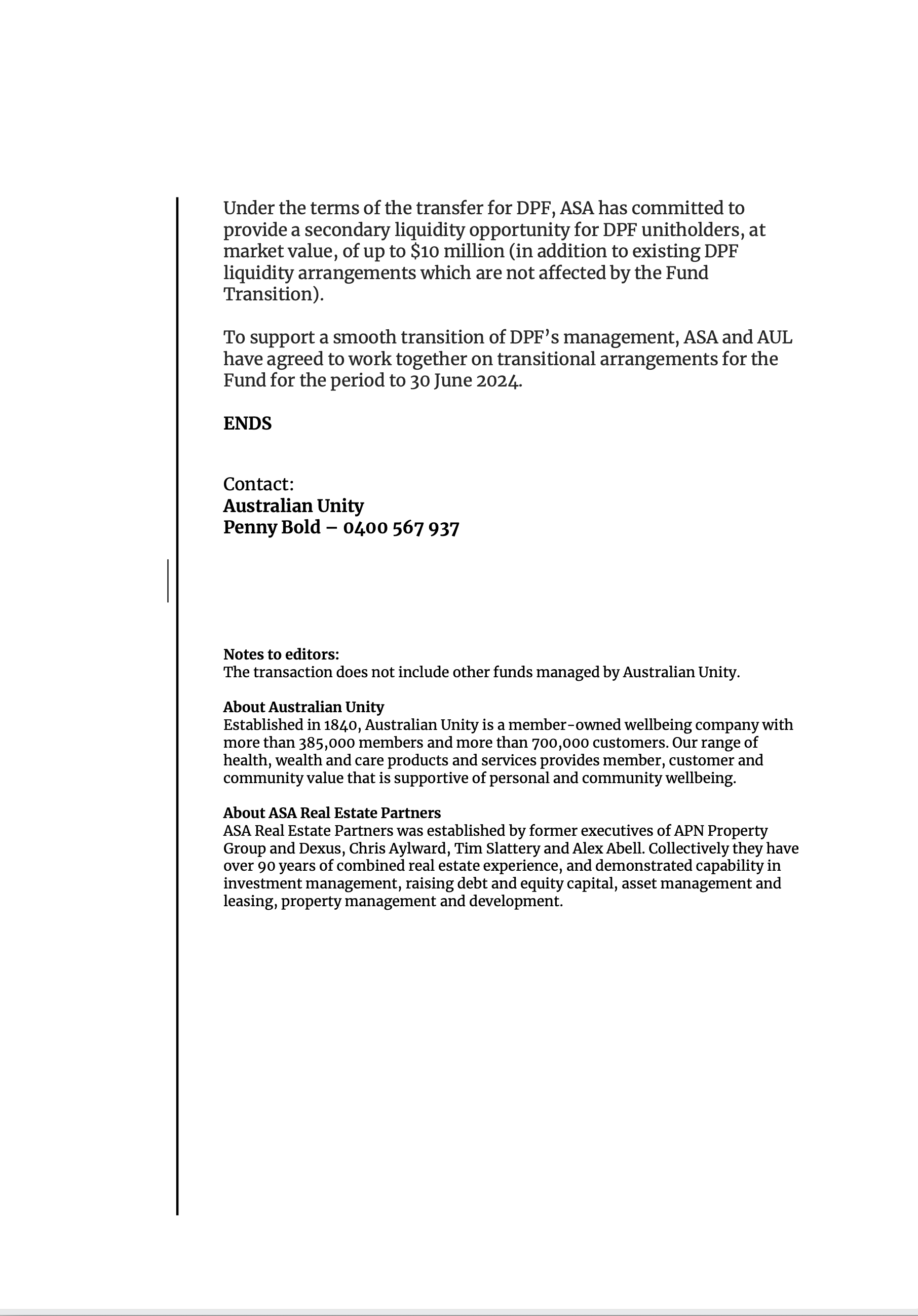 Australian Unity and ASA strike agreement to transfer management of ...